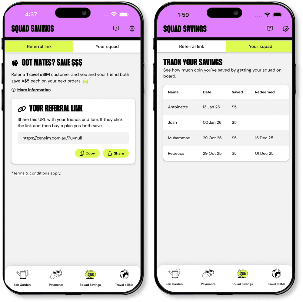 Squad Savings | Refer a friend to ZenSim and save